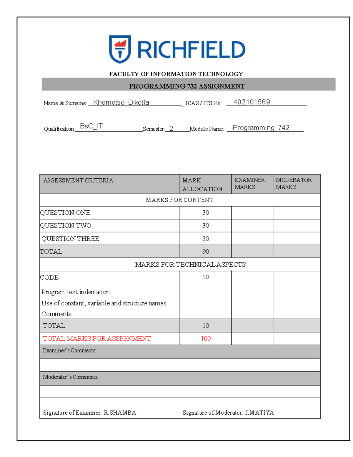 Programming 732 Assignment: Voting System & ChatApp Implementation - Studocu