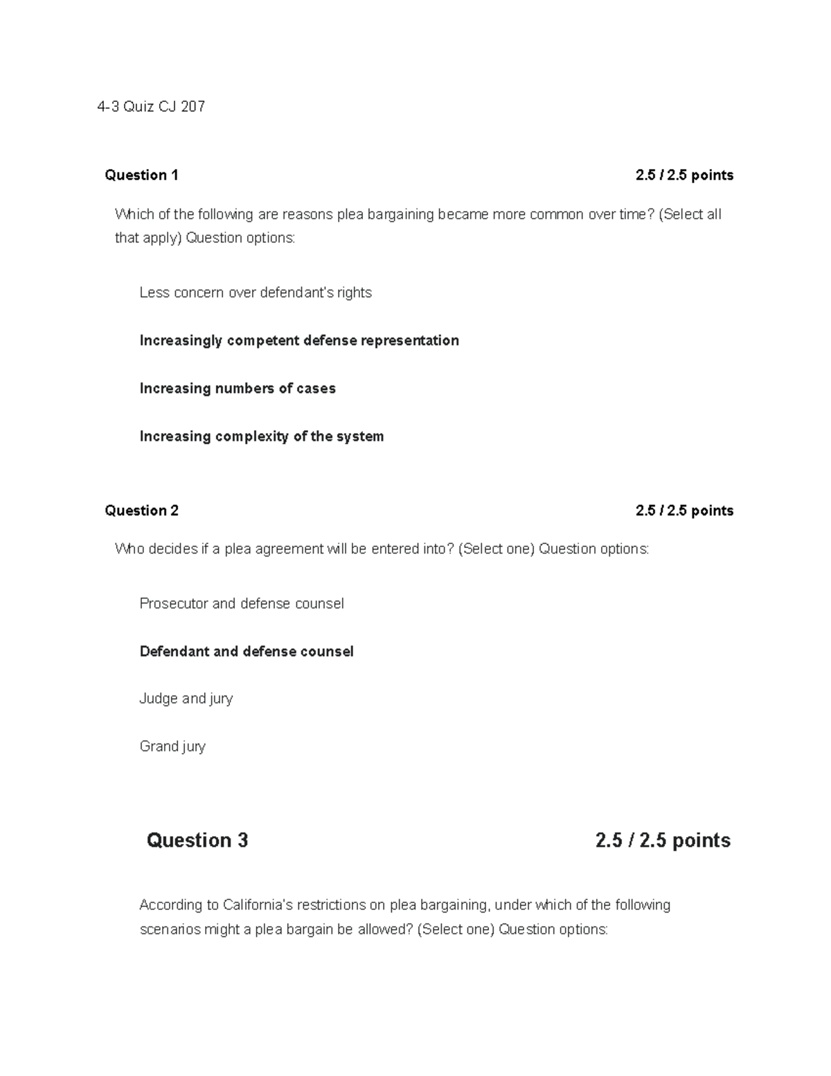 CJ 207 Module 4 Quiz: Key Concepts in Plea Bargaining - Studocu