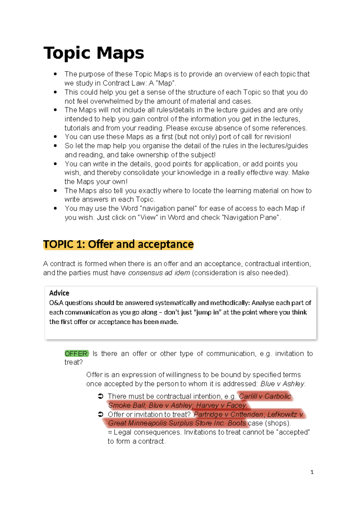 Topic Maps for Contract Law: A Comprehensive Exam Guide - Studocu