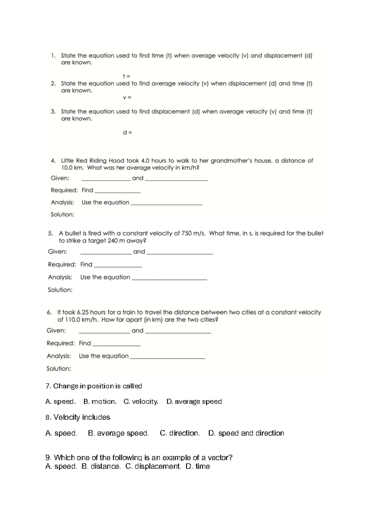 4Aug HW - Physics Homework on Motion and Velocity Concepts - Studocu