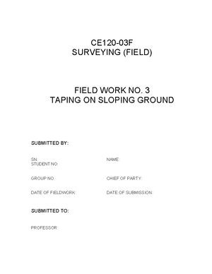 Field-Work-No 6 - ELEMENTARY SURVEYING FIELD MANUAL c 2006 FIELD WORK NO. 6 DIFFERENTIAL ...