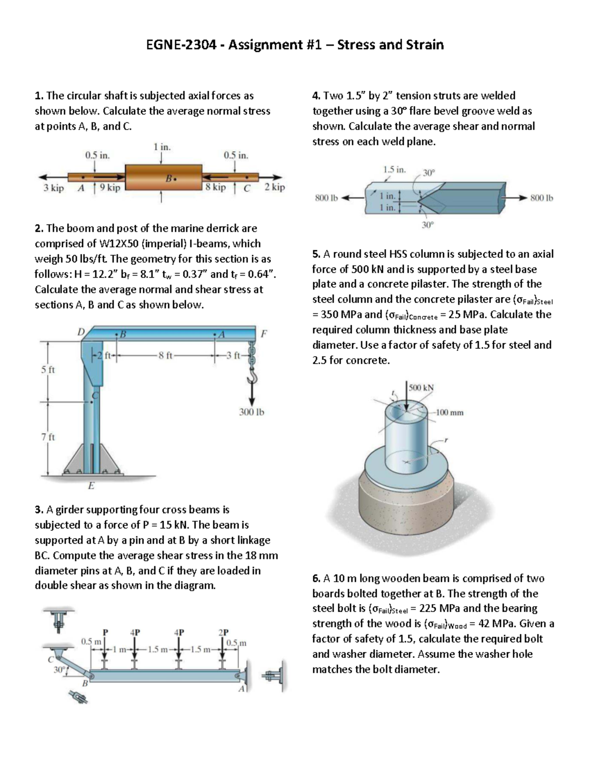 Assignment 1: Stress and Strain Calculations in Structural Elements - Studocu