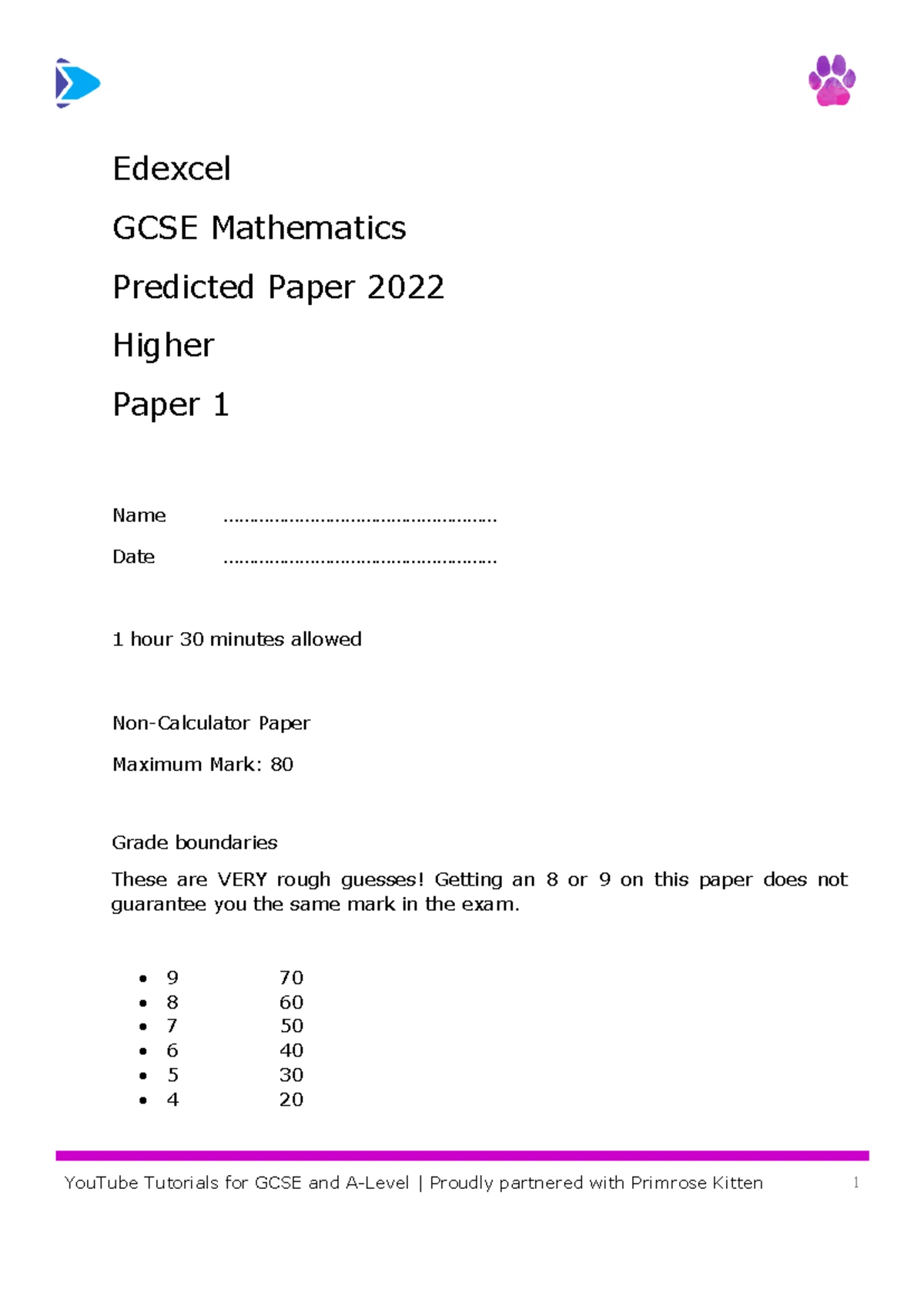 Edexcel Paper 3 Higher Maths Revision Checklist and Guidance - Studocu