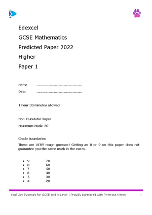 Corbett Maths Edexcel-Paper-3-Higher - Paper 3 Preparation Paper The ...