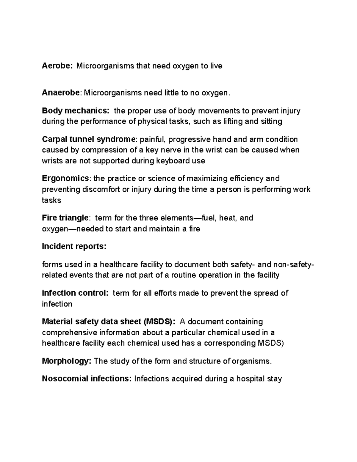 Chapter 205 Vocabulary: Key Terms in Infection Control and Safety - Studocu