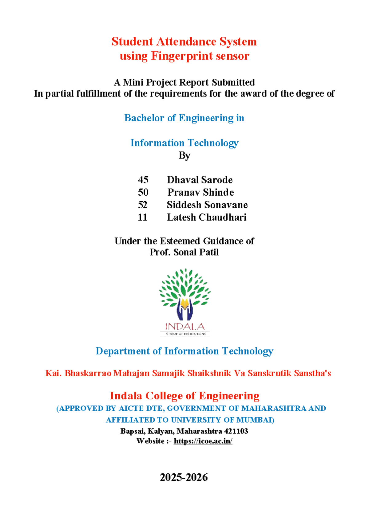 Student Attendance System Using Fingerprint Sensor - Mini Project ...