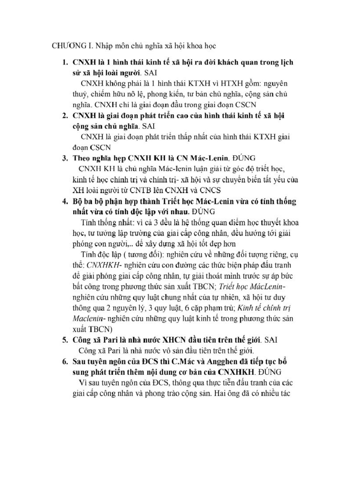 CHUONG I. Nhap môn chu nghia xã hội: Khái niệm và Đặc điểm CNXH - Studocu