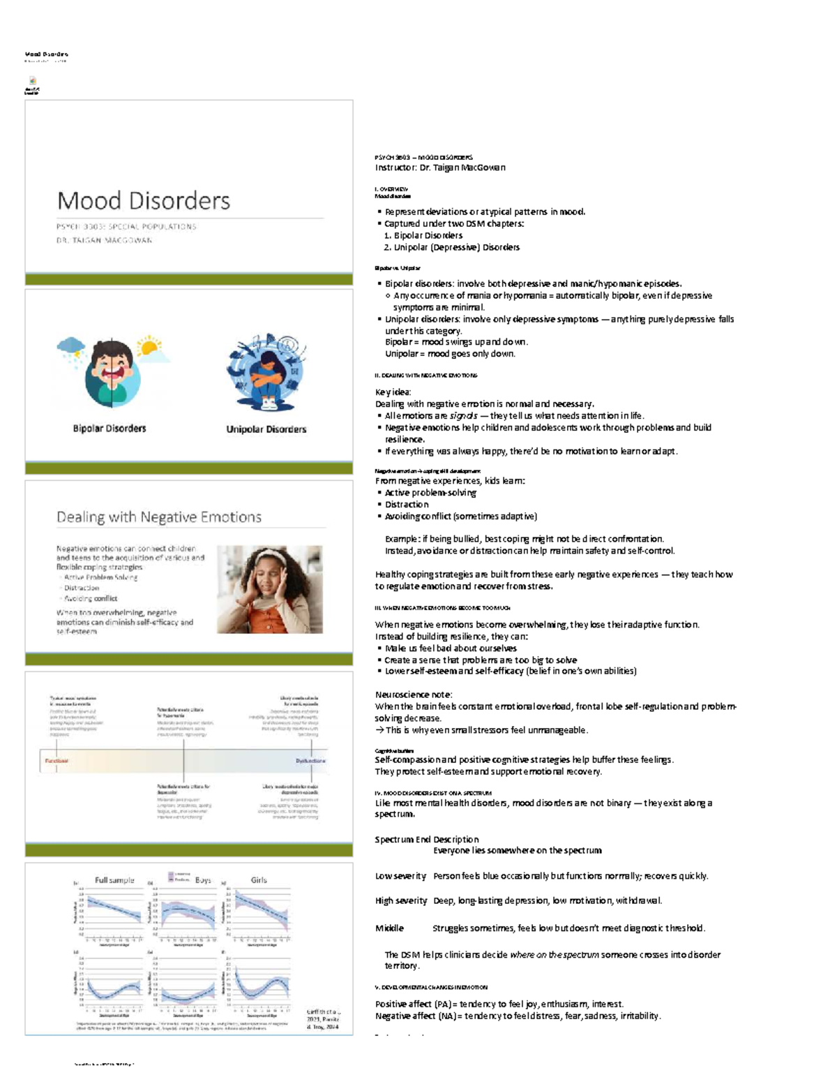 PSYCH 3B03 Lecture Notes: Understanding Mood Disorders - Studocu