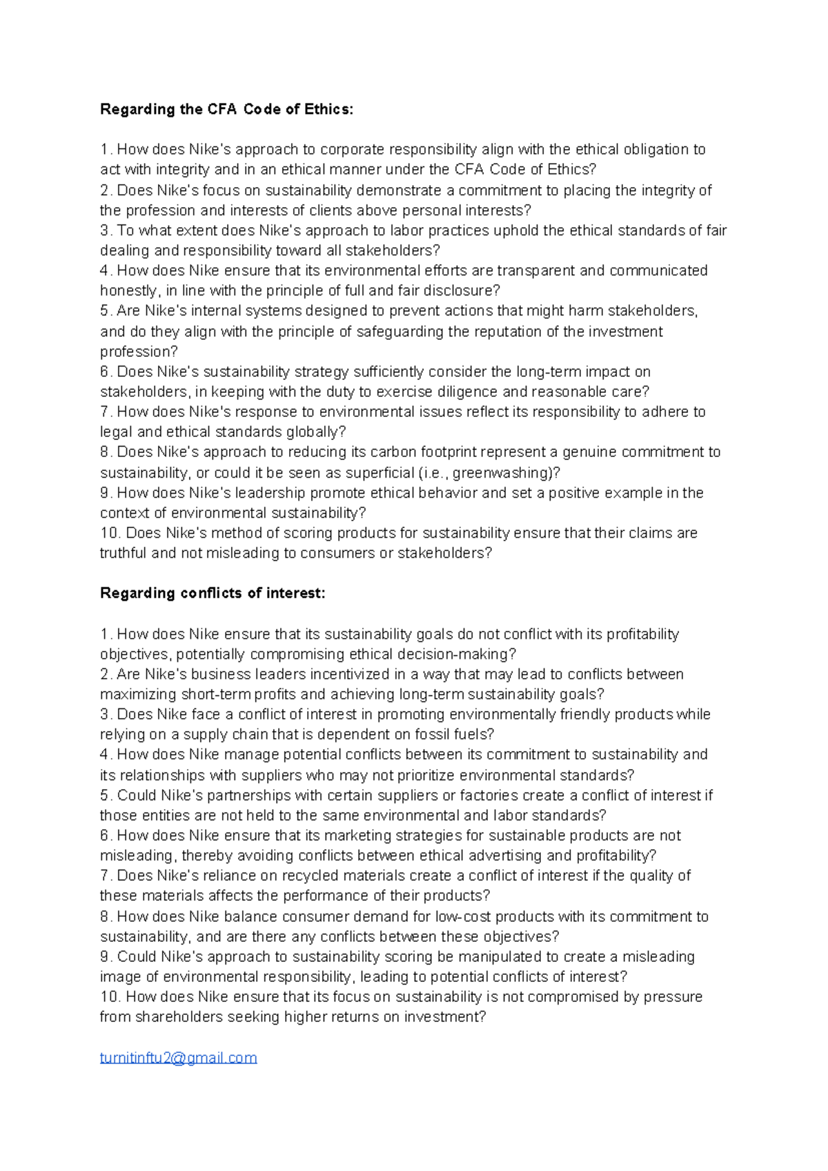 CFA Ethics & Sustainability: Analyzing Nike's Corporate Responsibility ...