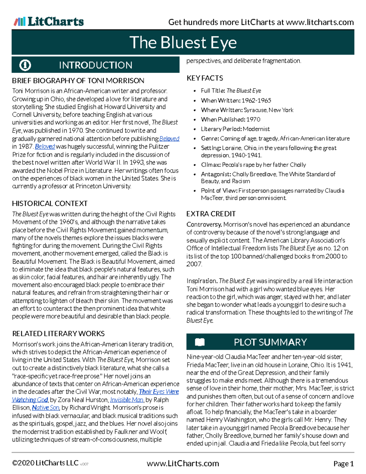 The Bluest Eye (ENG 101) Study Guide: Key Themes and Analysis - Studocu