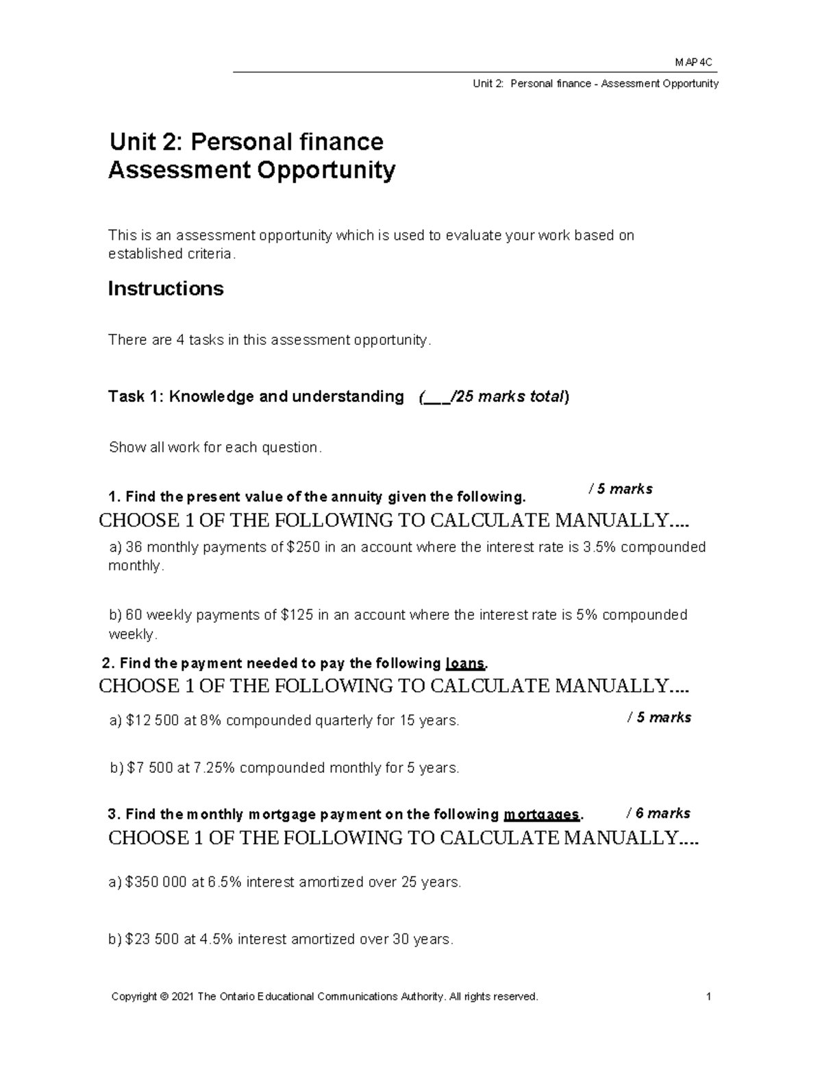Unit 2 Asessment - Ammended - Unit 2: Personal finance Assessment ...