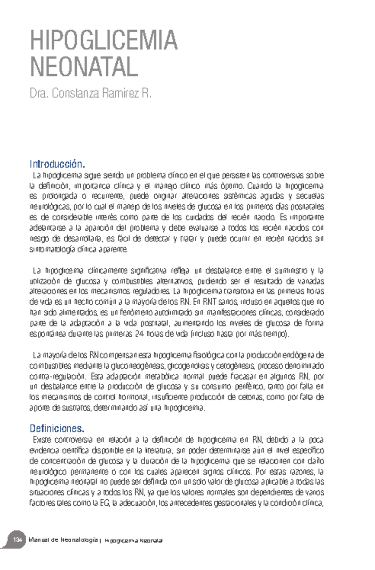 Guía de Hipoglicemia Neonatal - Dra. Constanza Ramírez R. - Studocu