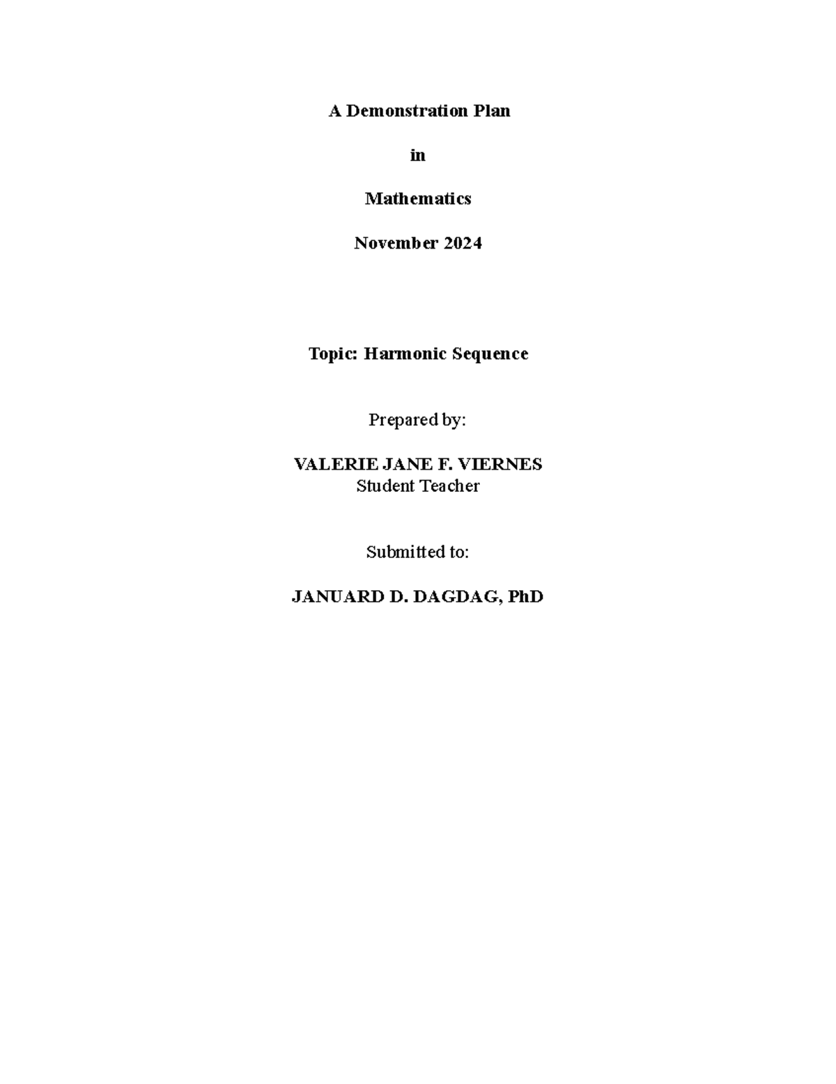 A Demonstration Plan - LESSON PLAN - A Demonstration Plan in ...