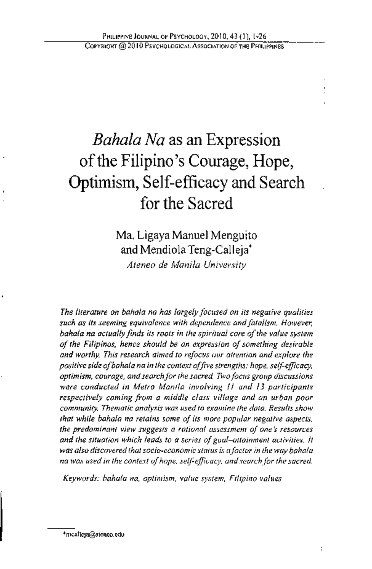 Bahala Na: Unveiling Filipino Courage, Hope, and Self-Efficacy Insights ...