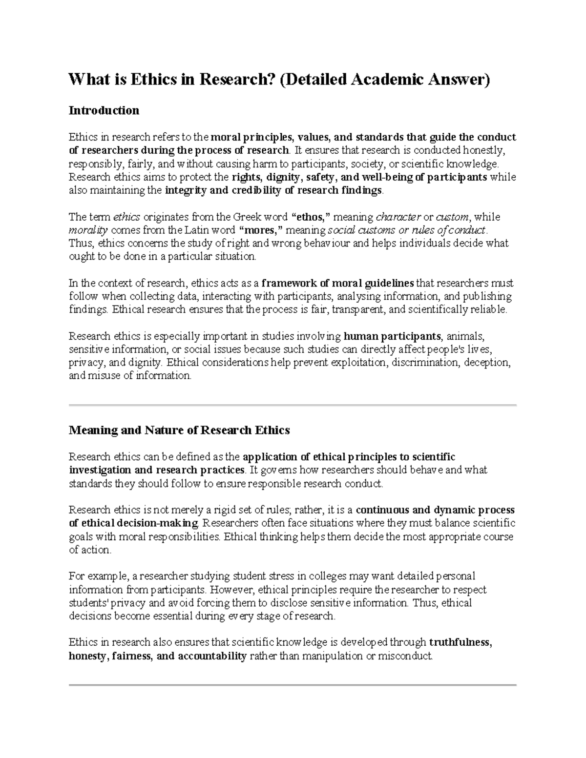 Unit 2 - Ethics in Research: Principles and Importance - Studocu