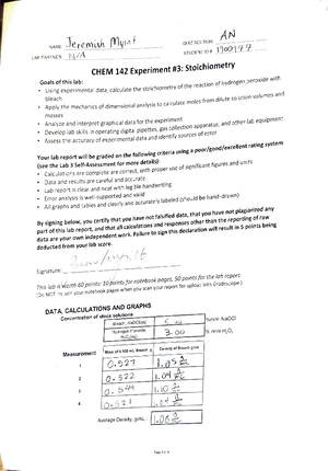 Lab 6: Determining Molar Mass of Unknown Liquid Using Ideal Gas Law ...