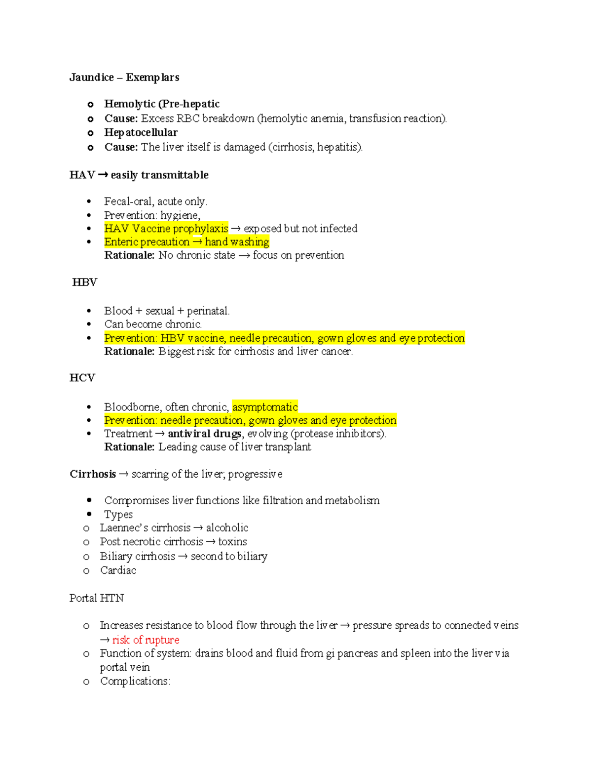 Liver Concept Map Notes: Jaundice & Cirrhosis Overview - Studocu