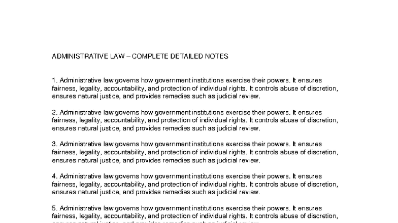 ADMIN 101: Comprehensive Administrative Law Notes - Studocu