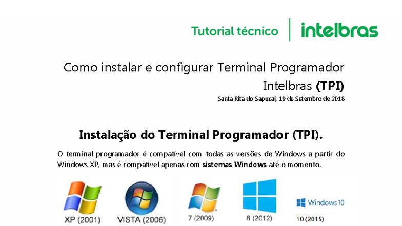 Guia de Instalação do Terminal Programador Intelbras (TPI) - Studocu