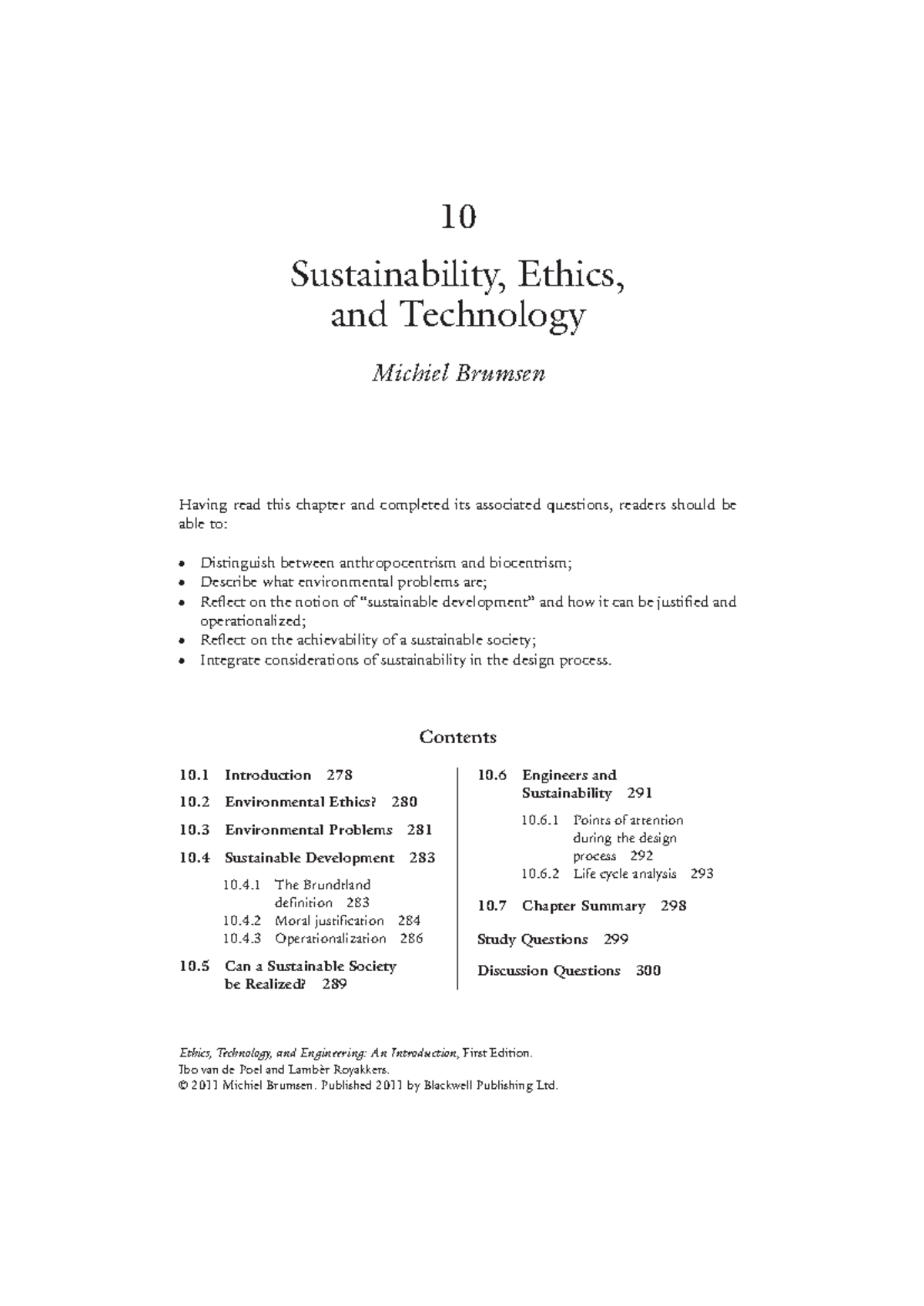 Chapter 10: Sustainability, Ethics, and Technology - Studocu