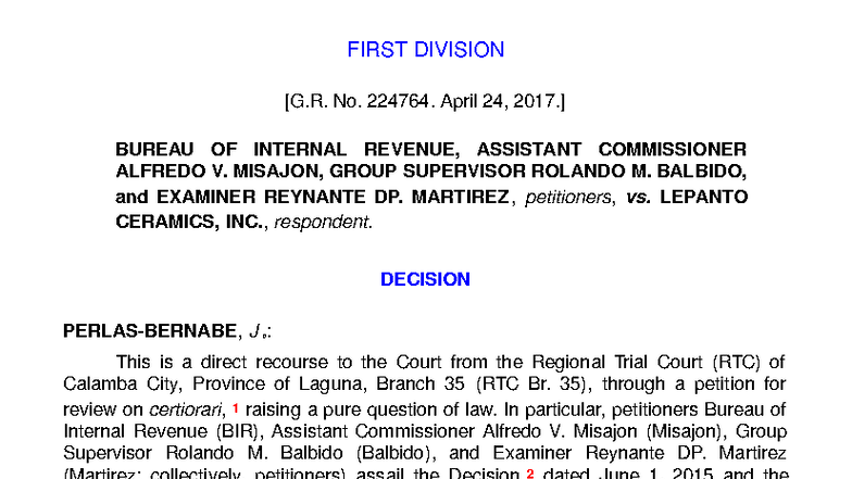 BIR vs. Lepanto Ceramics, Inc.: Indirect Contempt Decision Analysis ...