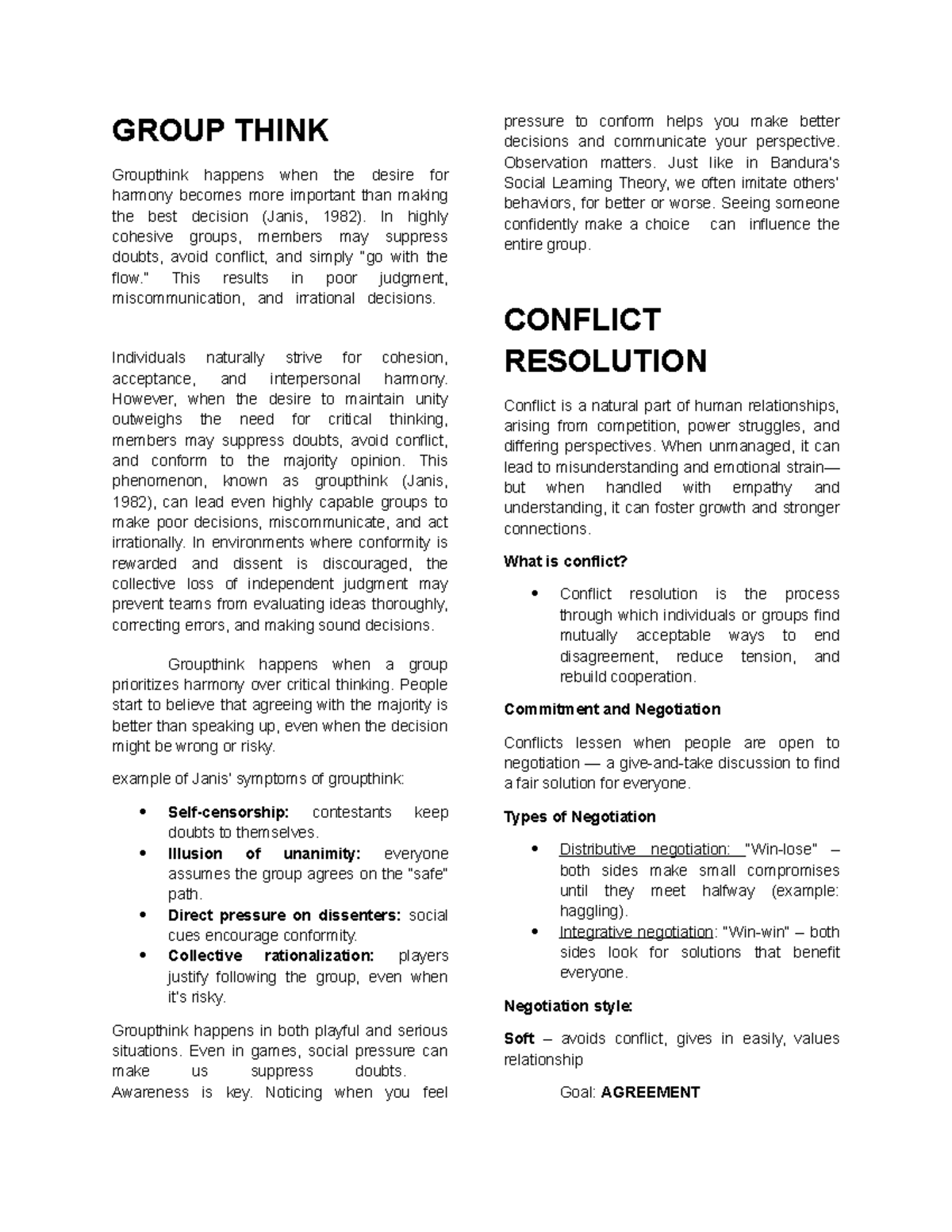 GROUP DYNAMICS: Understanding Groupthink & Conflict Resolution - Studocu