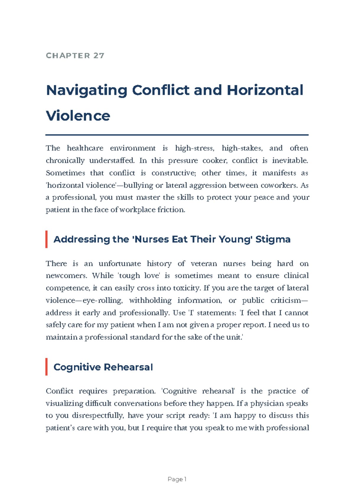 Chapter 27: Navigating Conflict & Horizontal Violence in Healthcare ...