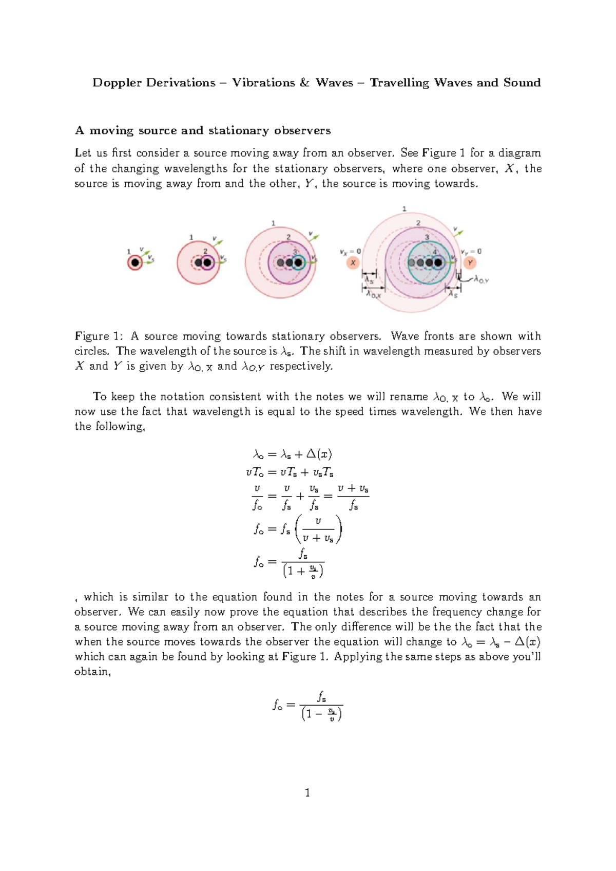 Doppler Effect Derivations: Waves, Frequencies, and Observers - Studocu