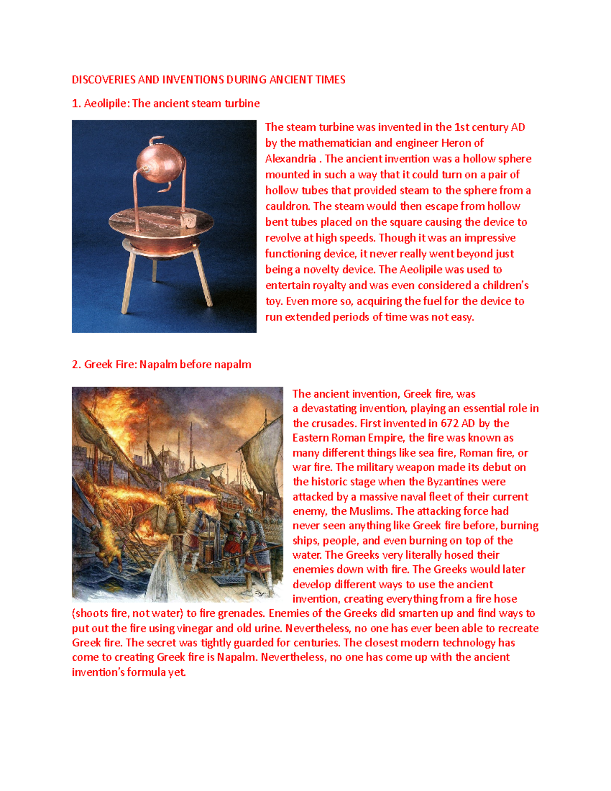 Ancient and Medieval Innovations: Key Discoveries and Inventions - Studocu