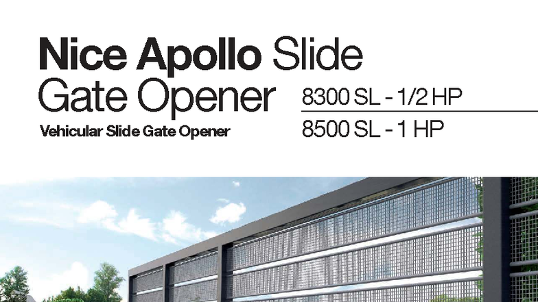 Nice Apollo Slide Gate Opener Installation Manual (8300/8500) - Studocu