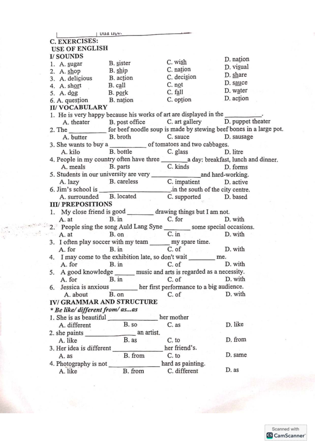 Đề Cương Tiếng Anh Lớp 7 - Học Kỳ 1: Bài Tập và Ôn Tập - Studocu