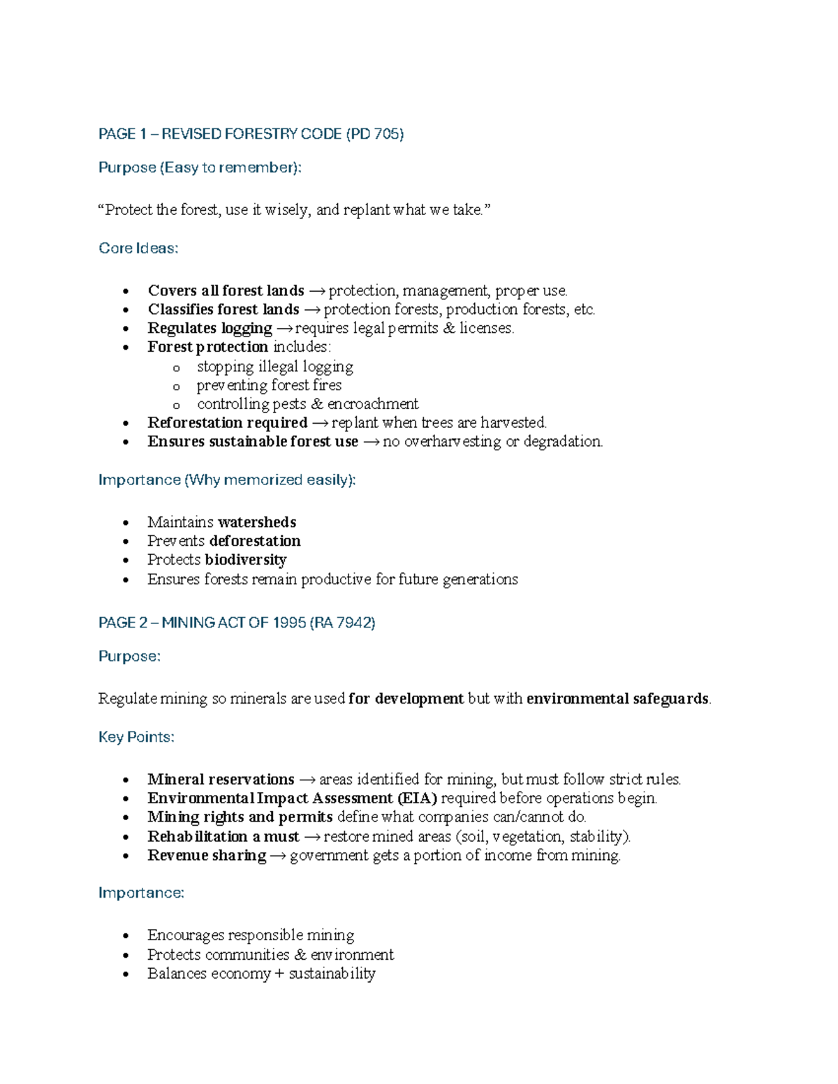 AF124 Environmental Laws and Policies: A Comprehensive Finals Reviewer ...