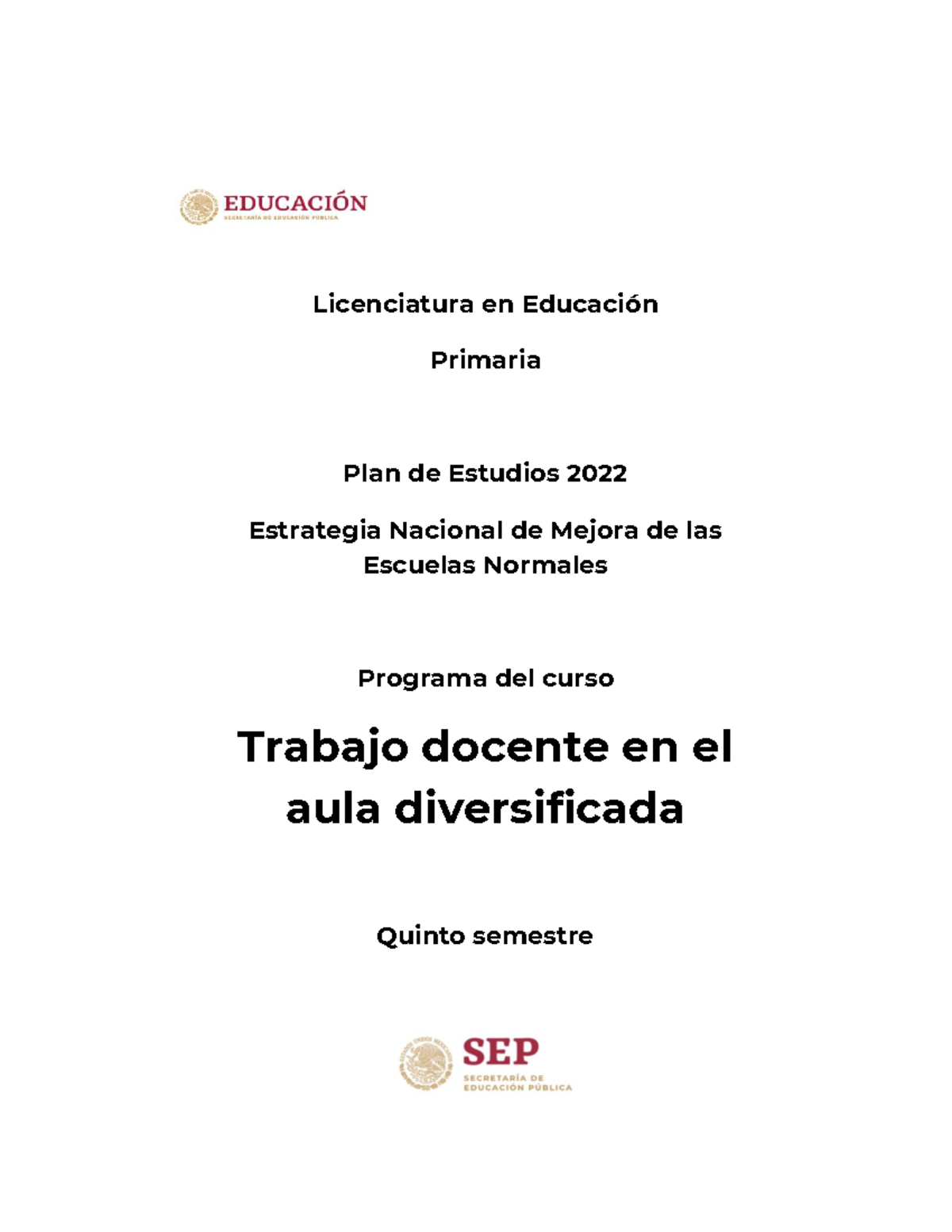 Programa LEPRI: Trabajo Docente en Aula Diversificada - Quinto Semestre - Studocu