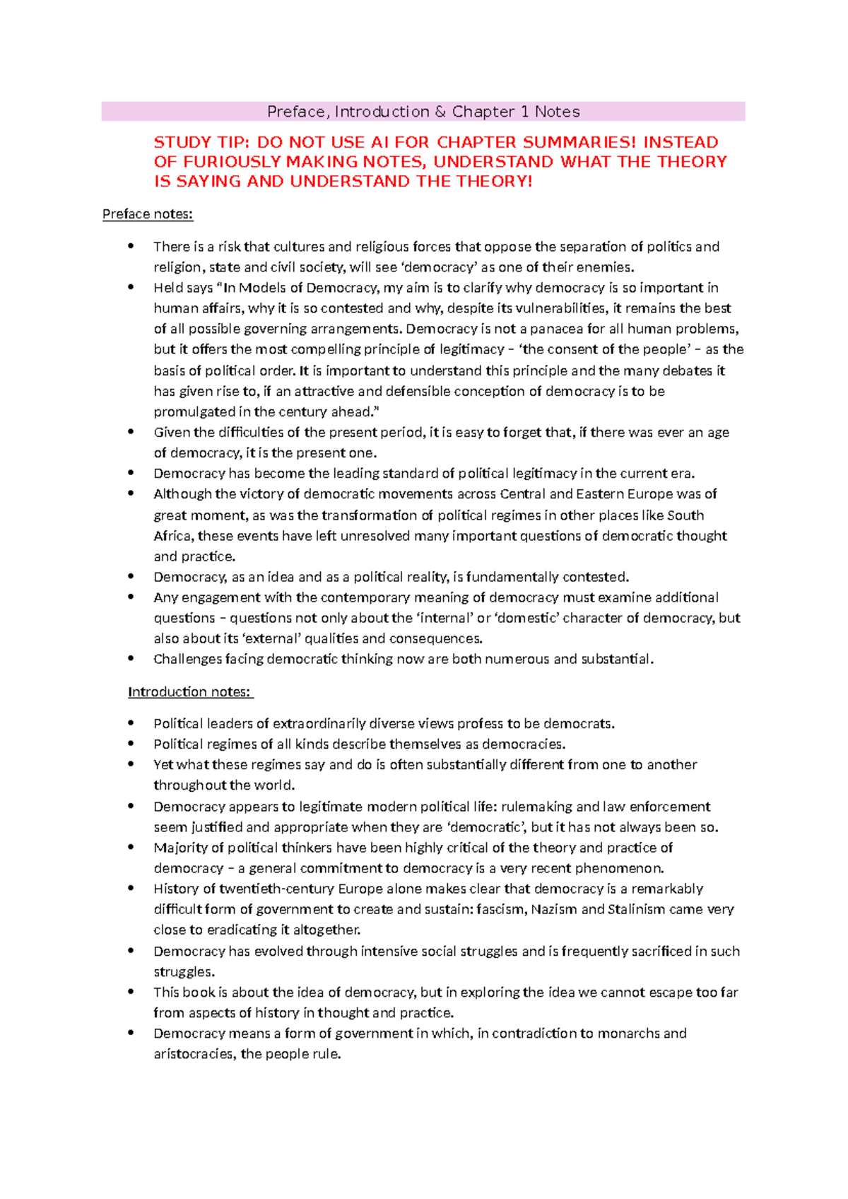 Models of Democracy Notes (All Chapters) - Key Concepts & Insights ...