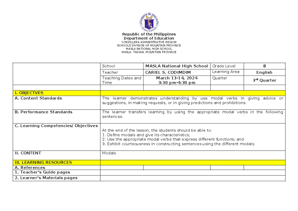 Grade 8 English Lesson Plan: Facts vs. Opinions (March 2024) - Studocu