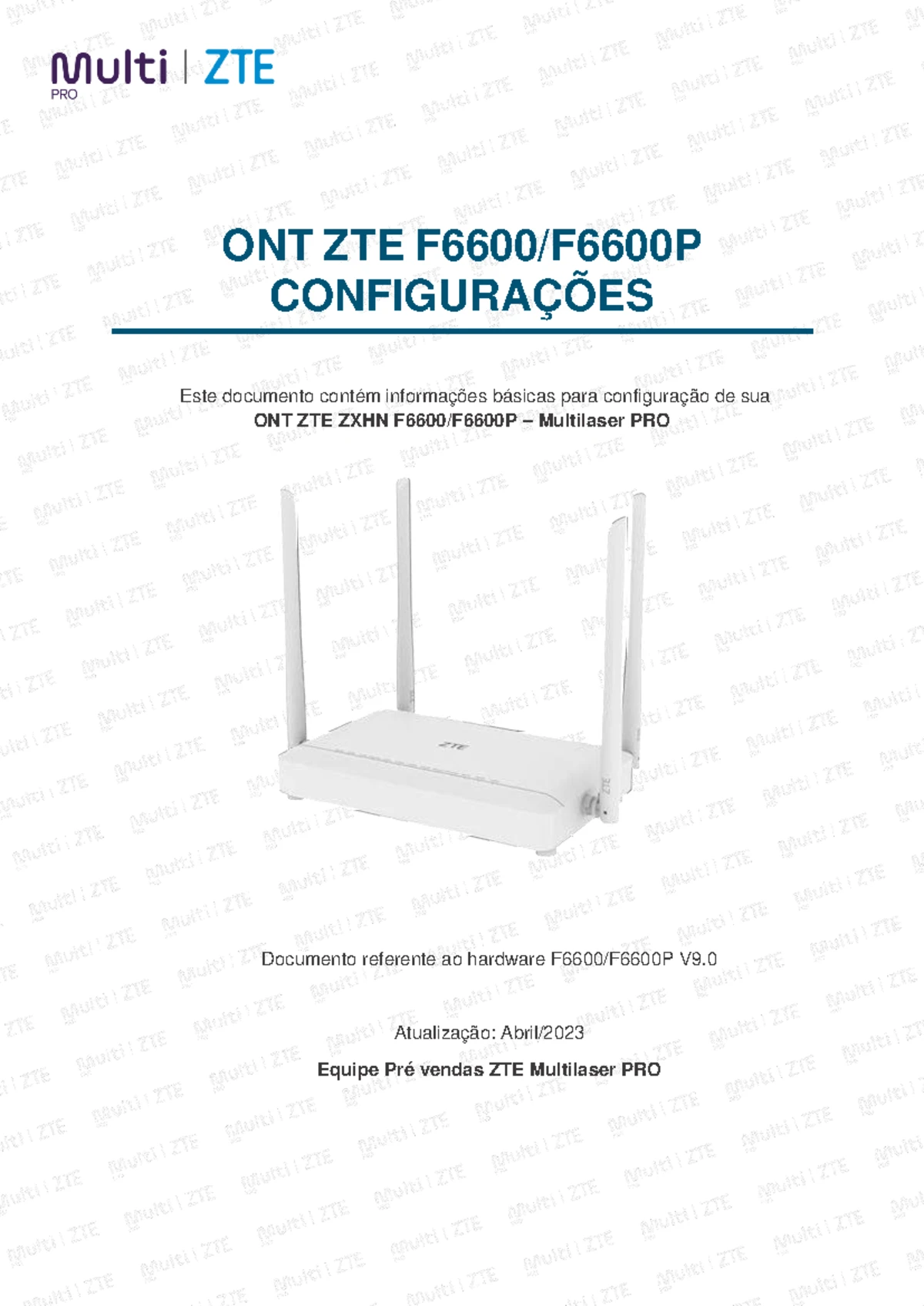 Guia de Configuração do Roteador ZTE H3601P - Manual R311 - Studocu