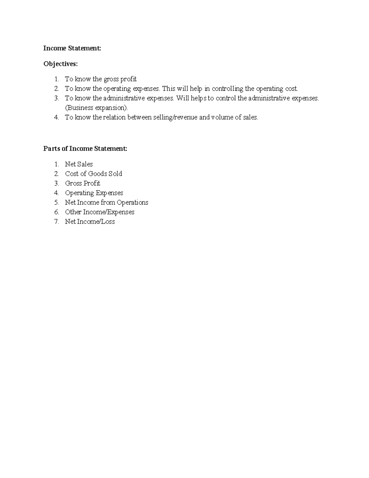 Income Statement Preparation Exercises for ACCT 101 - Studocu