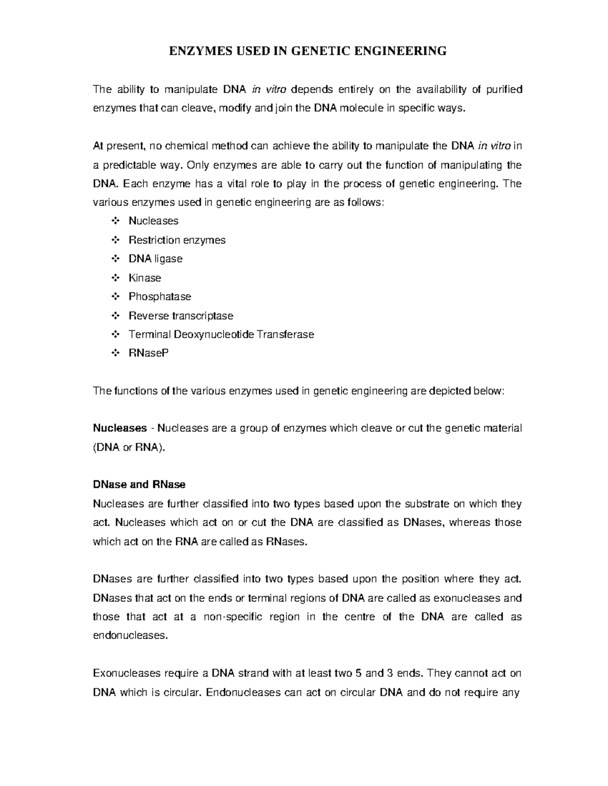 8. Enzymes USED IN Genetic Engineering - ENZYMES USED IN GENETIC ...