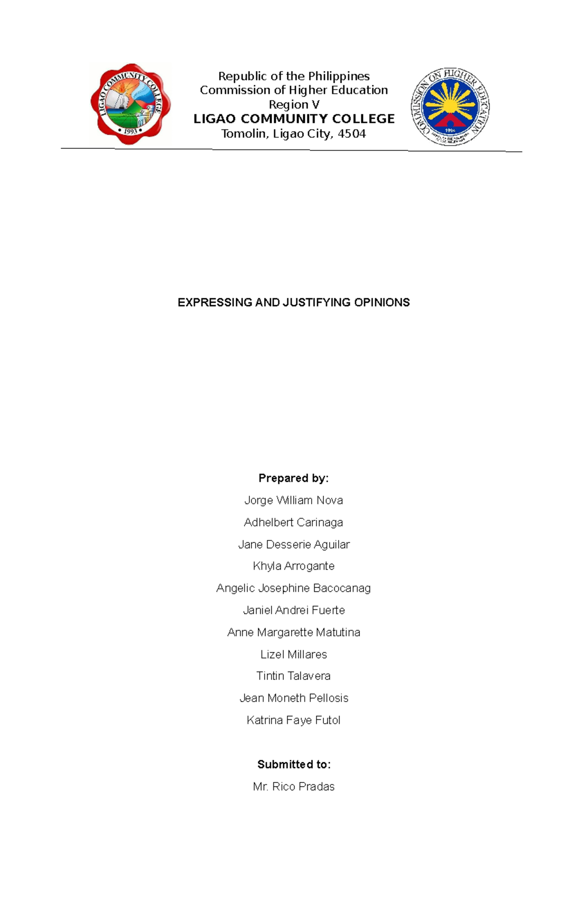 Expressing & Justifying Opinions - Lesson Plan for Grade 9 Language ...