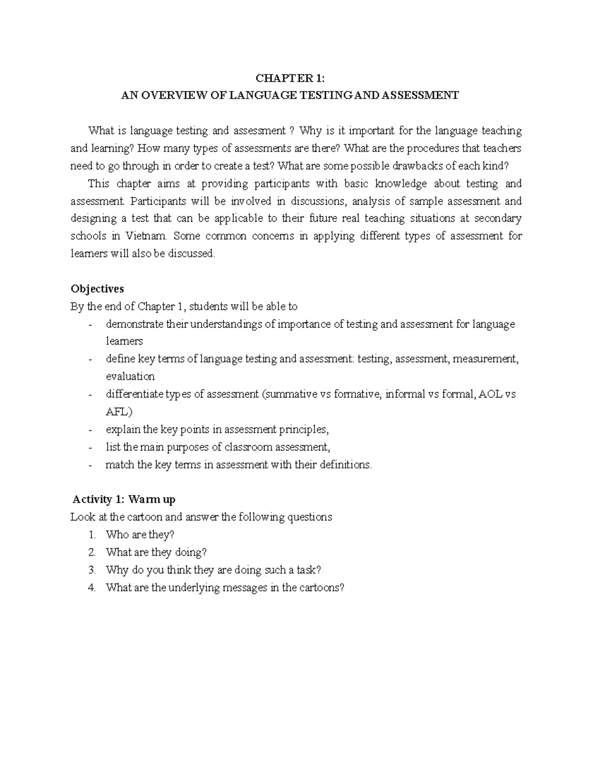 Chapter 1: Key Concepts in Language Testing & Assessment (EDU101) - Studocu