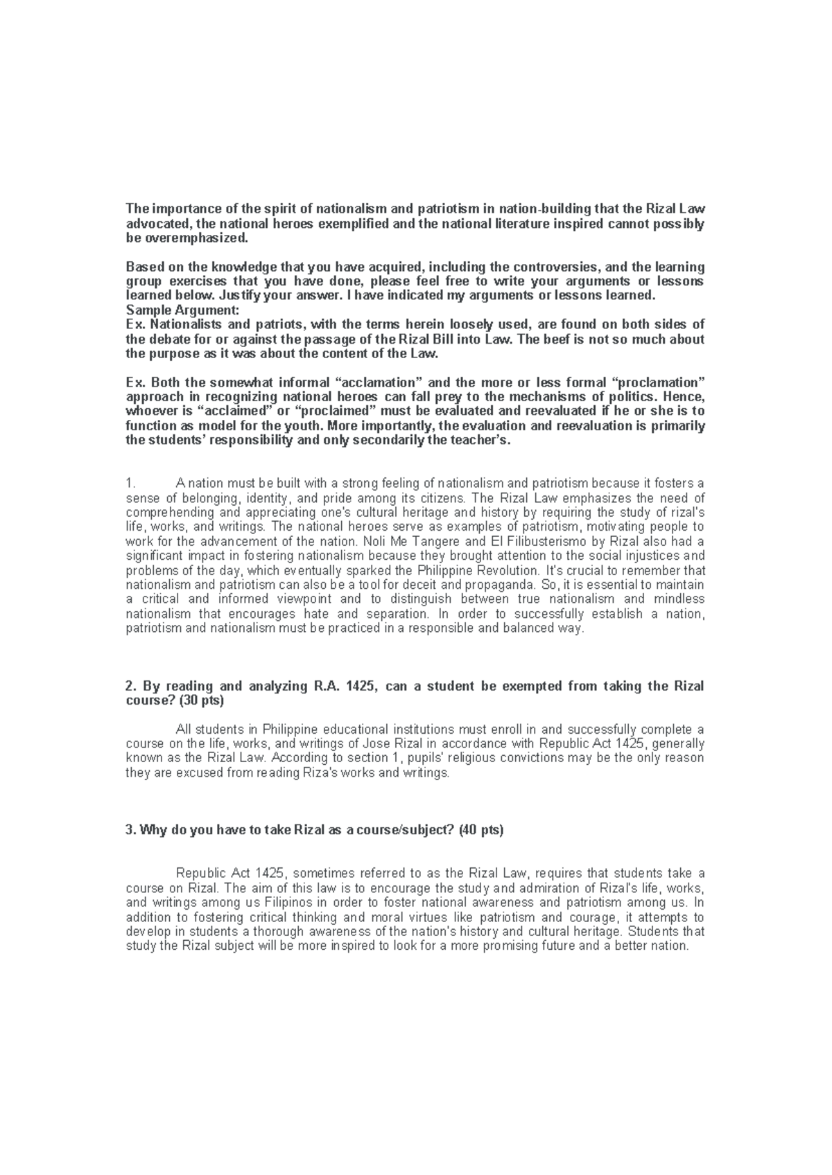 Week 3 CARO - asdfgh - The importance of the spirit of nationalism and ...