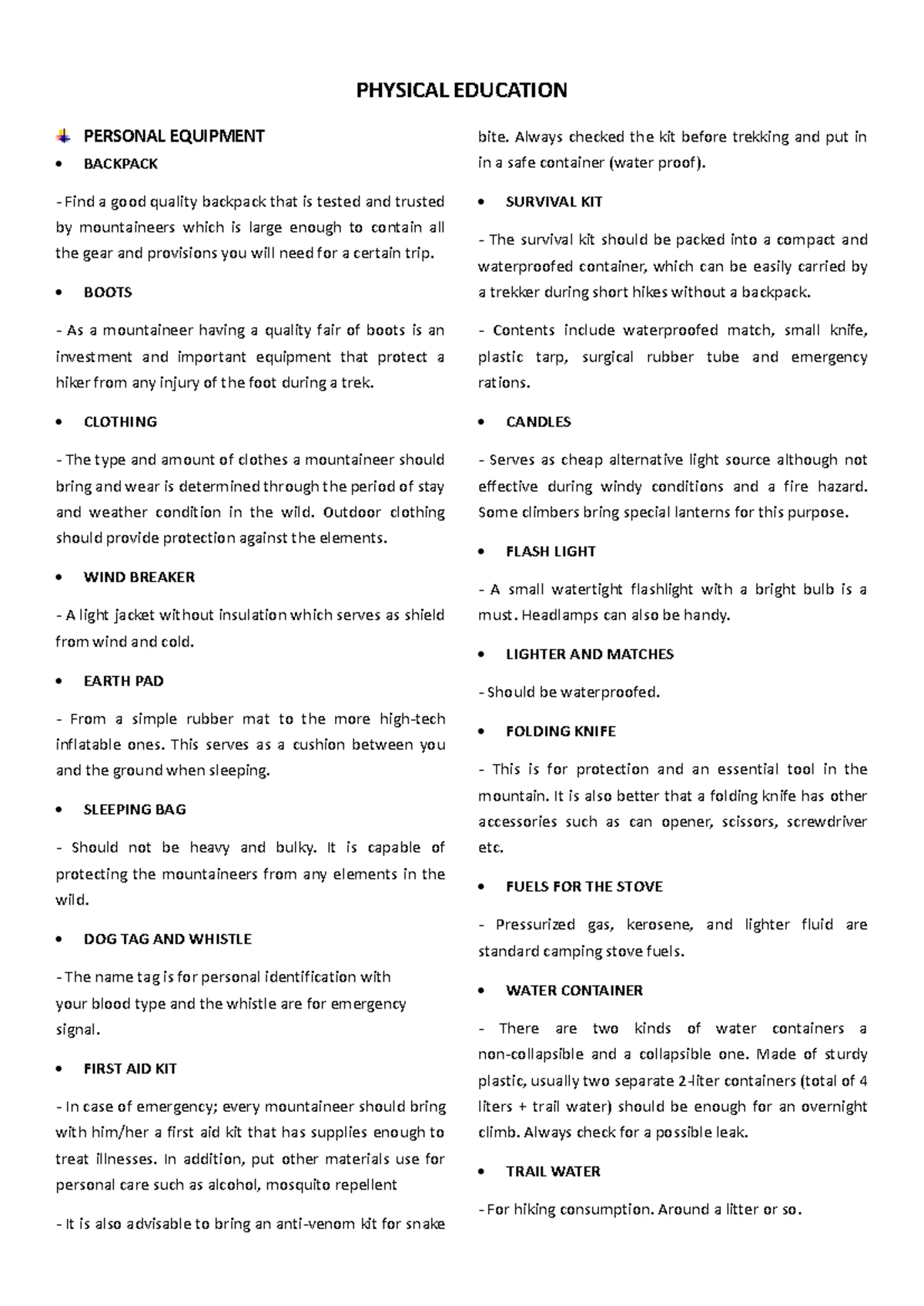 PE - Physical Education Overview and Fitness Principles - Studocu