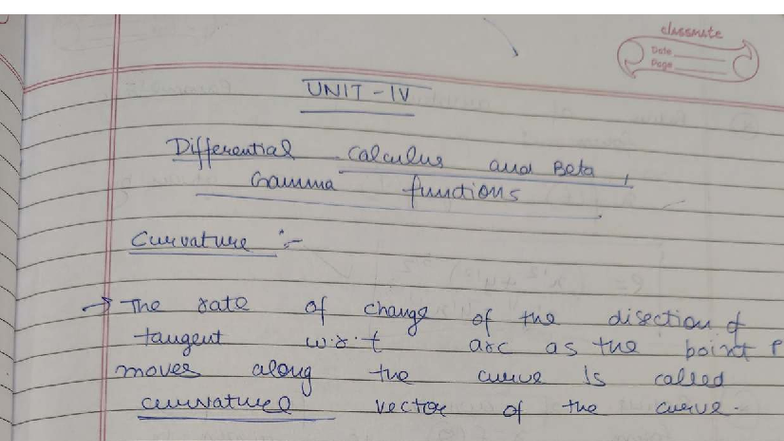 Unit IV - Differential Calculus & Beta Gamma Functions Summary - Studocu