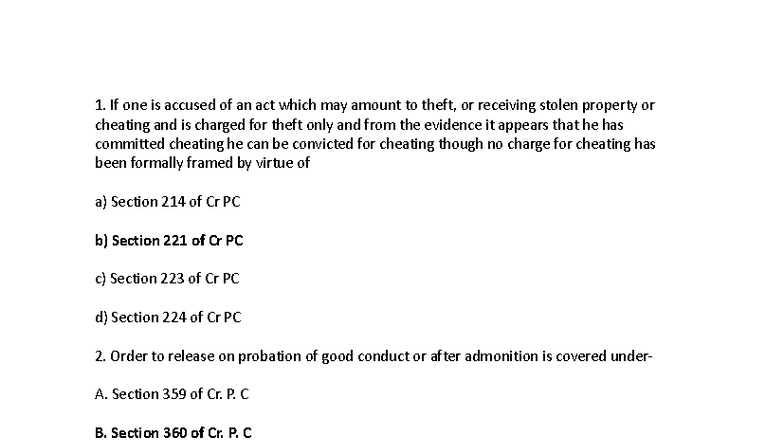 Criminal Procedure Code (Cr PC) Quiz Questions and Answers - Studocu