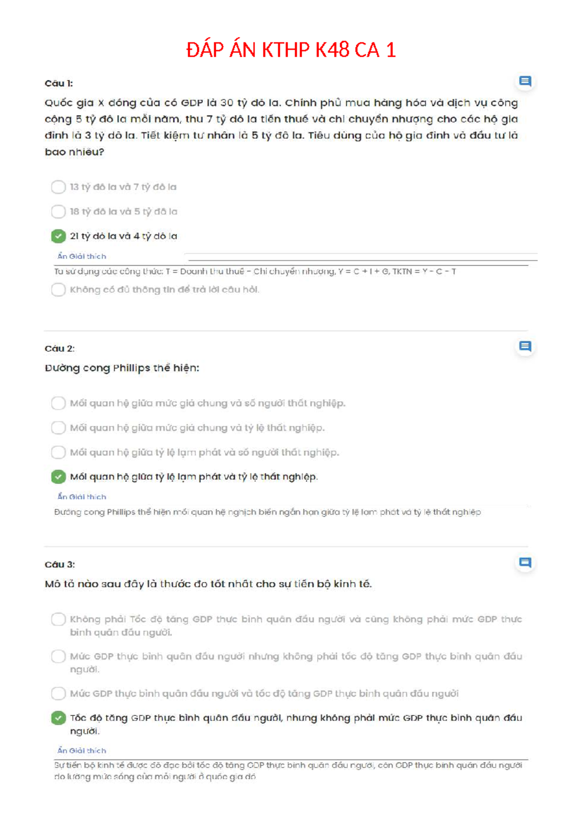 KTHP K48: Giải Đề Thi Kinh Tế Vĩ Mô - CA 1 - Studocu