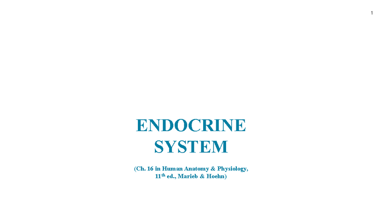 Ch. 16 Endocrine System Overview - Human Anatomy & Physiology (1) - Studocu