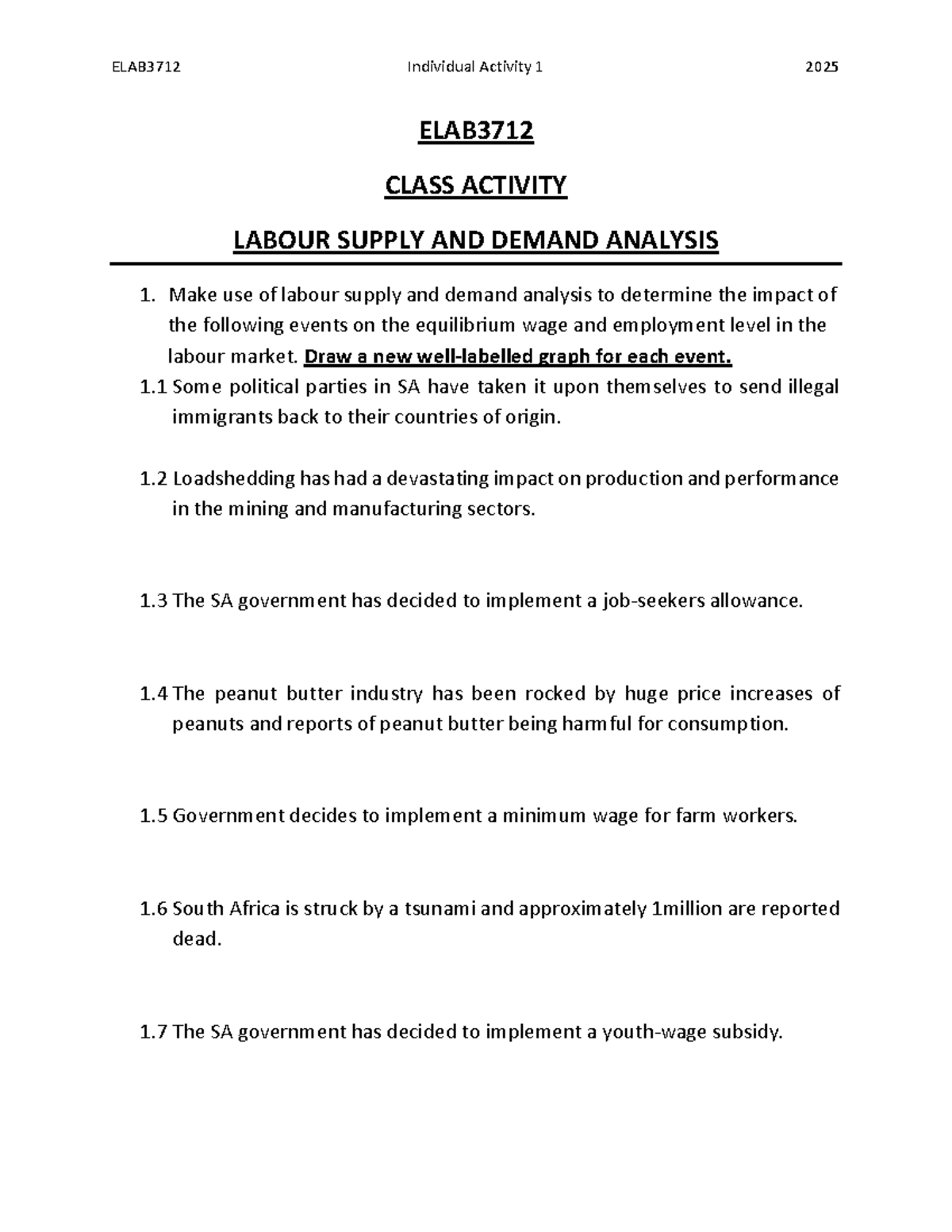ELAB3712 Labour Supply & Demand Analysis Activity 1 2025 - Studocu