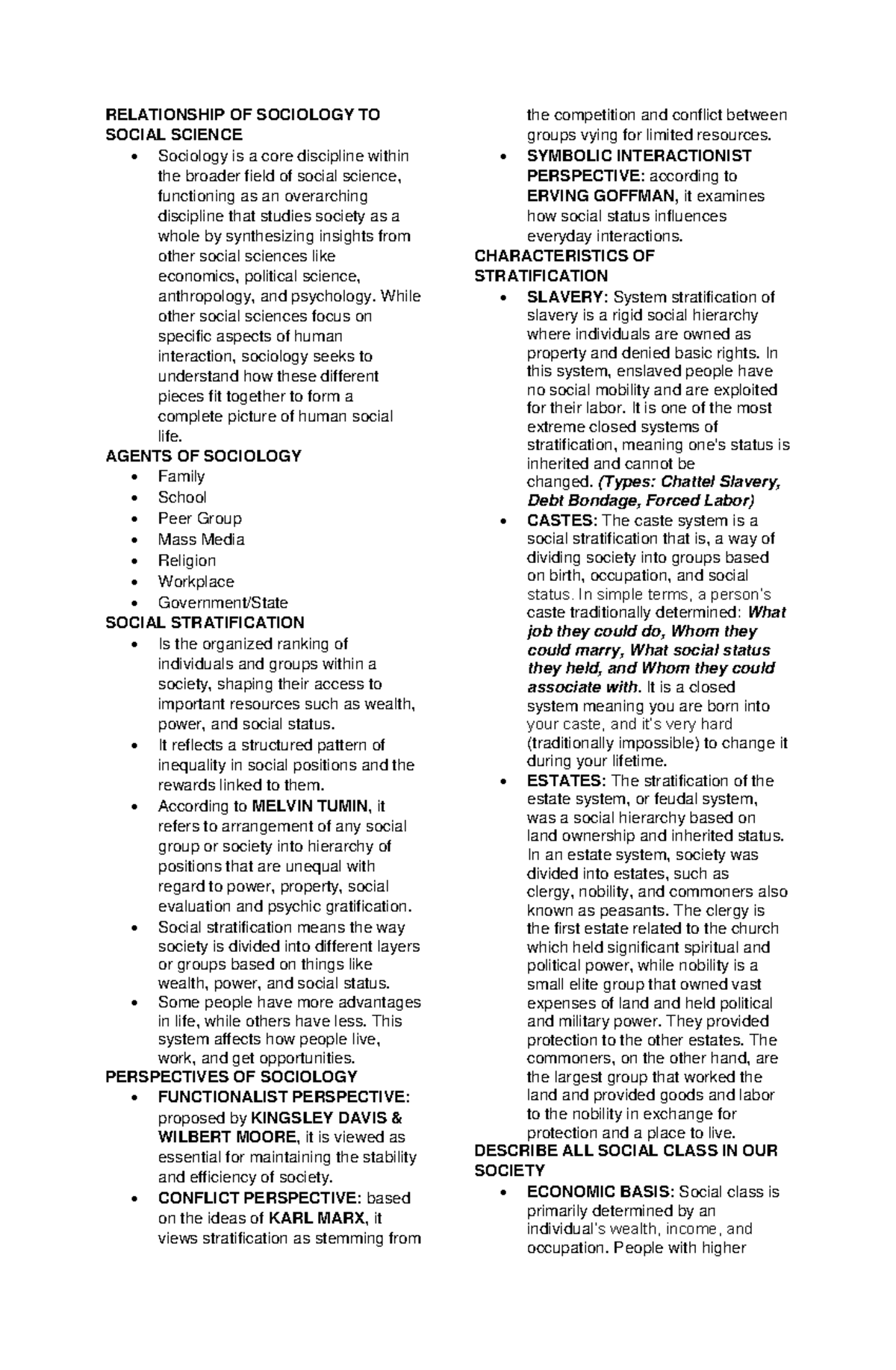 Finals in Sociology: Understanding Social Stratification and ...