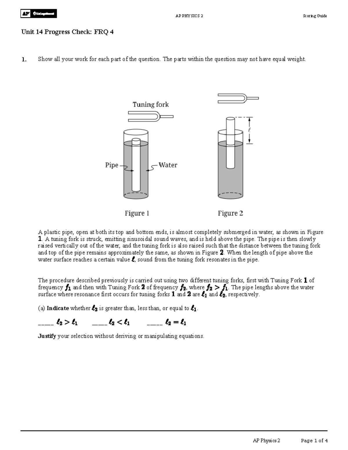 AP PHYSICS 2 Unit 14 Progress Check: Scoring Guide for FRQ 4 - Studocu