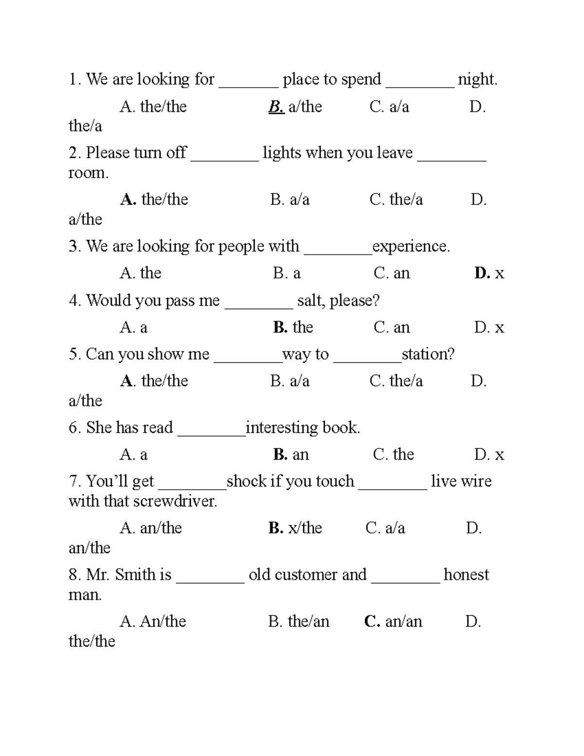 Grammar Exercises - Articles and Determiners - Studocu